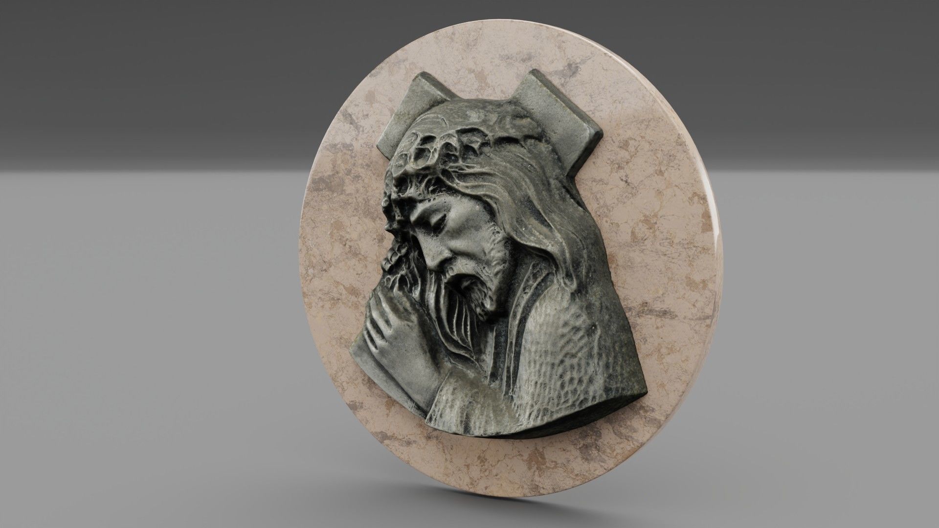 3D model Jesus with a cross bas-relief VR / AR / low-poly | CGTrader