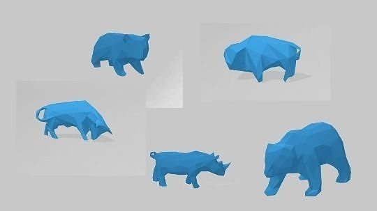 Pack Bundle 5 Low- Poly Animal STL File 5 3d Printable Toys 3D model 3D ...