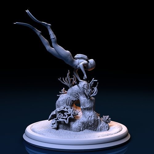 SCI-FI SCUBA DIVER DIORAMA 3D model 3D printable | CGTrader