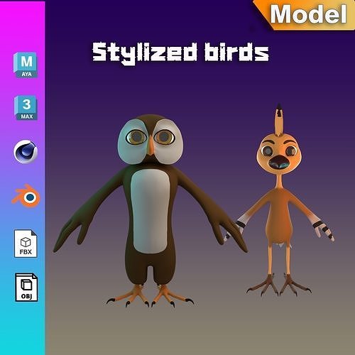 3D Model Collection Stylized Birds NoRig VR / AR / low-poly | CGTrader