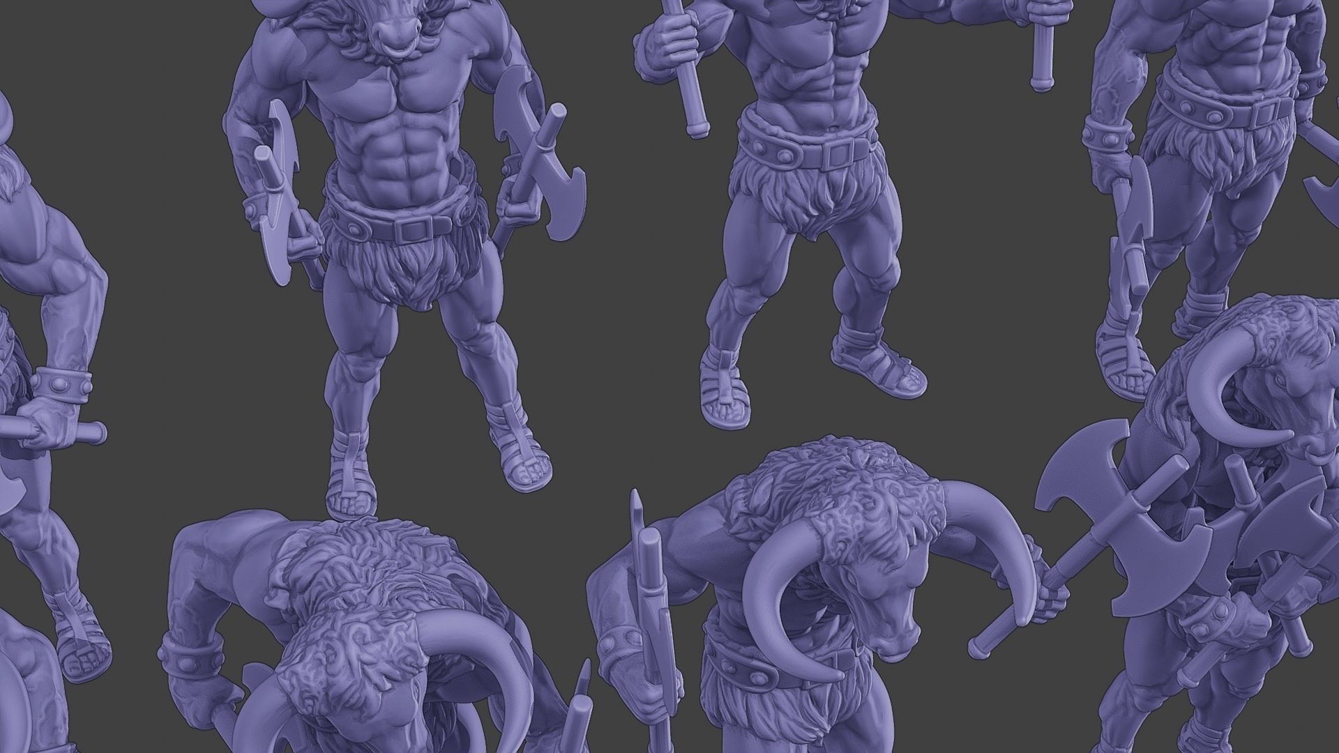 Minotaur Warrior two Axes Pack 1 3D Model Collection | CGTrader