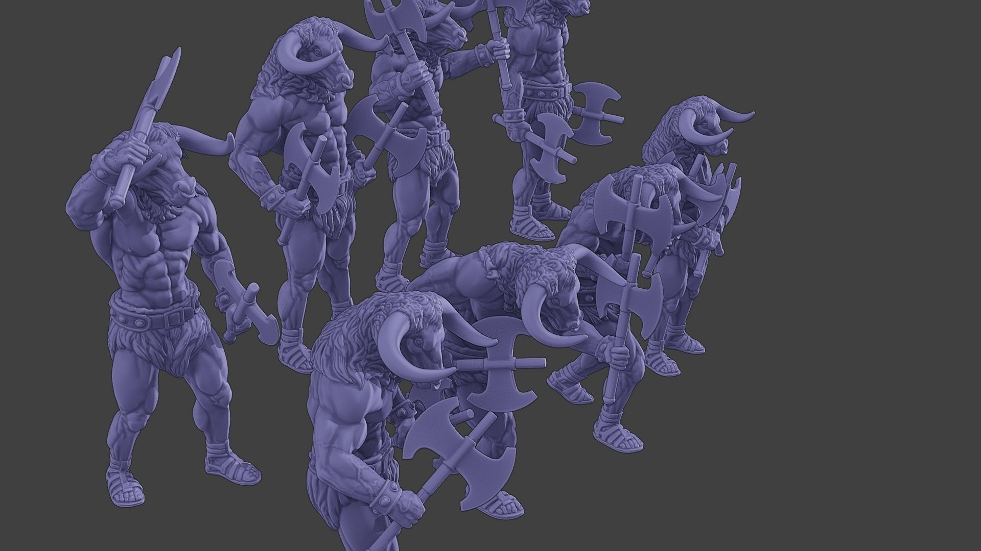 Minotaur Warrior two Axes Pack 1 3D Model Collection | CGTrader