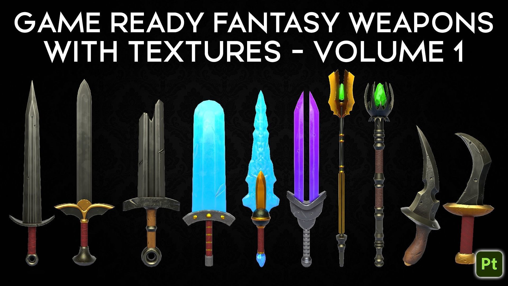 3D model Game Ready Fantasy Weapons with Textures - Volume 1 VR / AR ...