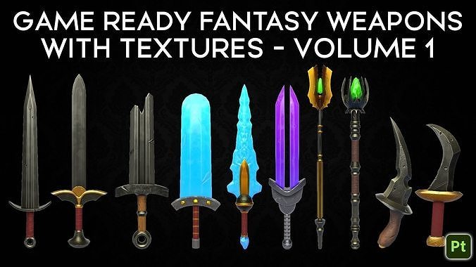 3D model Game Ready Fantasy Weapons with Textures - Volume 1 VR / AR ...