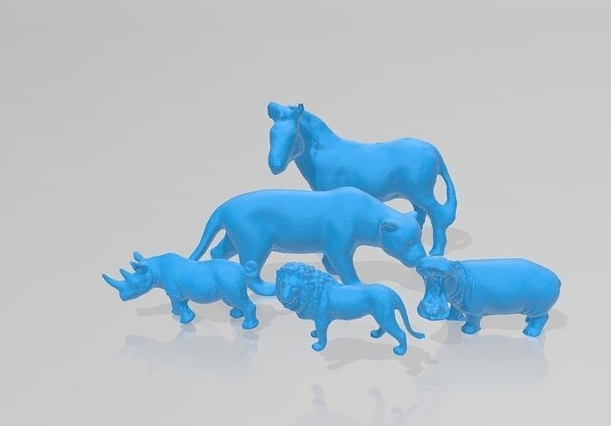 African Savanna with 5 Unique Safari Animal STL Files 3D Pack 3D model ...