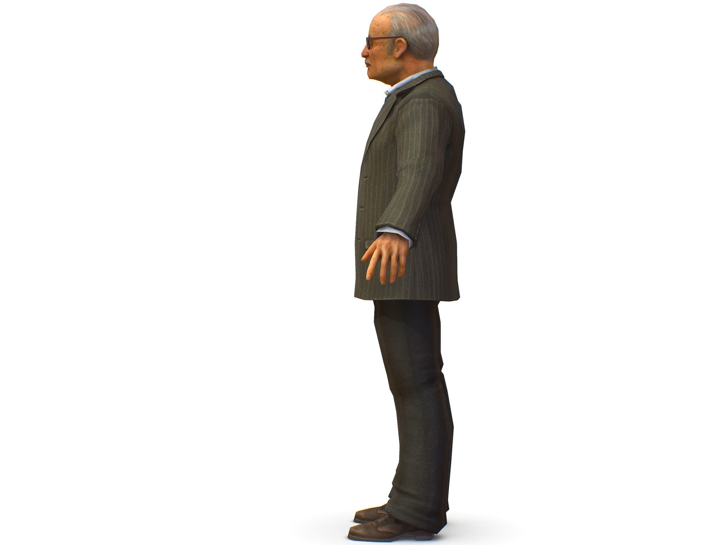 3D model an old man professor in a sweater jacket glasses VR / AR / low ...