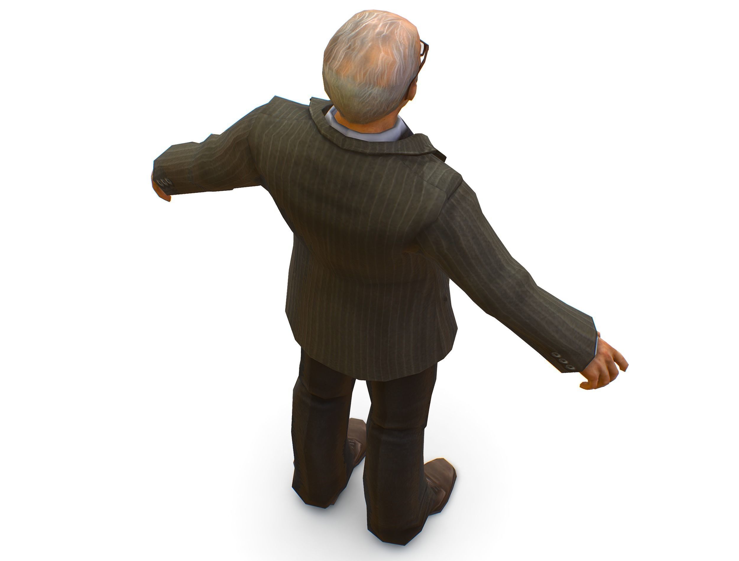3D model an old man professor in a sweater jacket glasses VR / AR / low ...