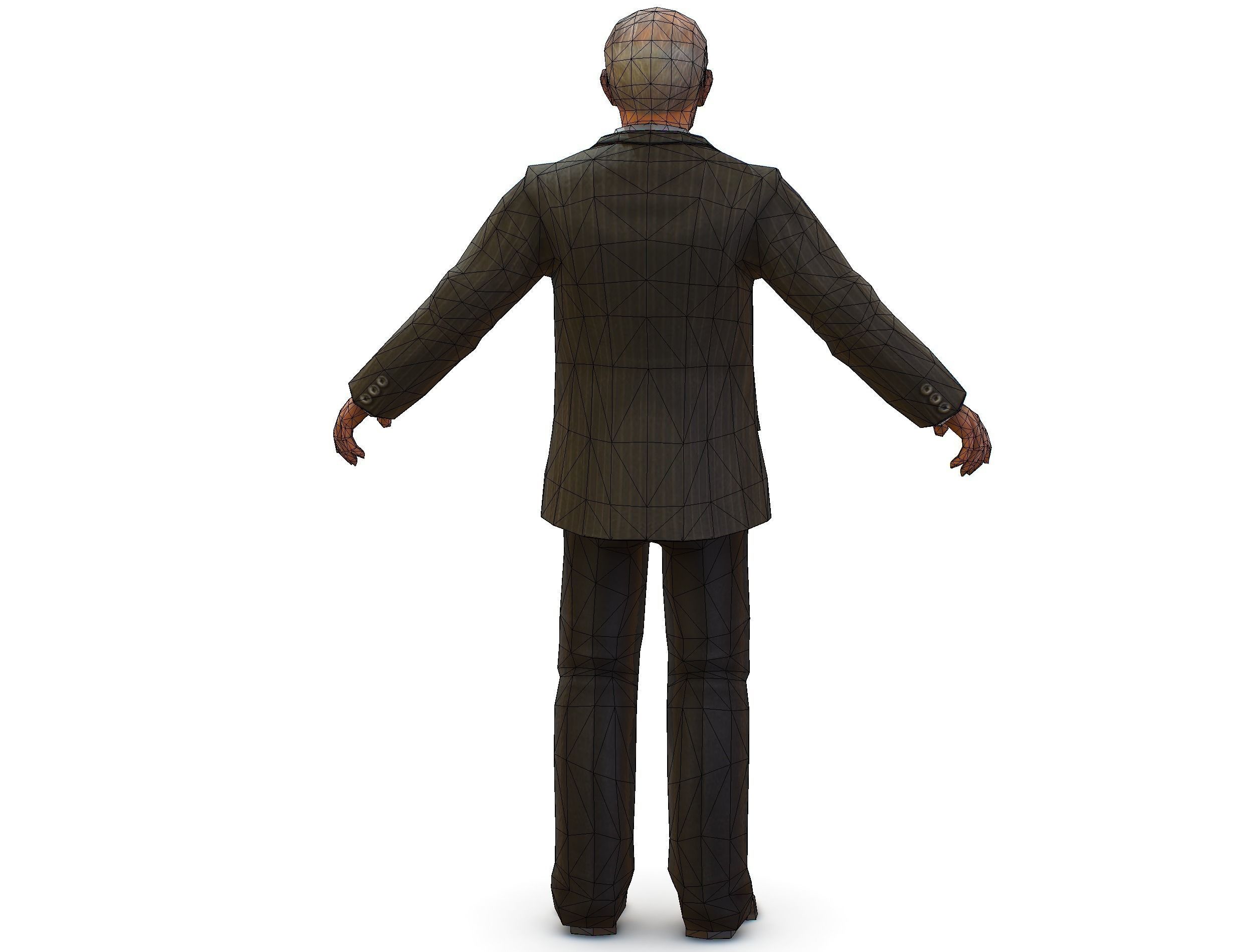 3D model an old man professor in a sweater jacket glasses VR / AR / low ...