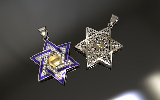 Pendant David Star 3D model 3D printable | CGTrader