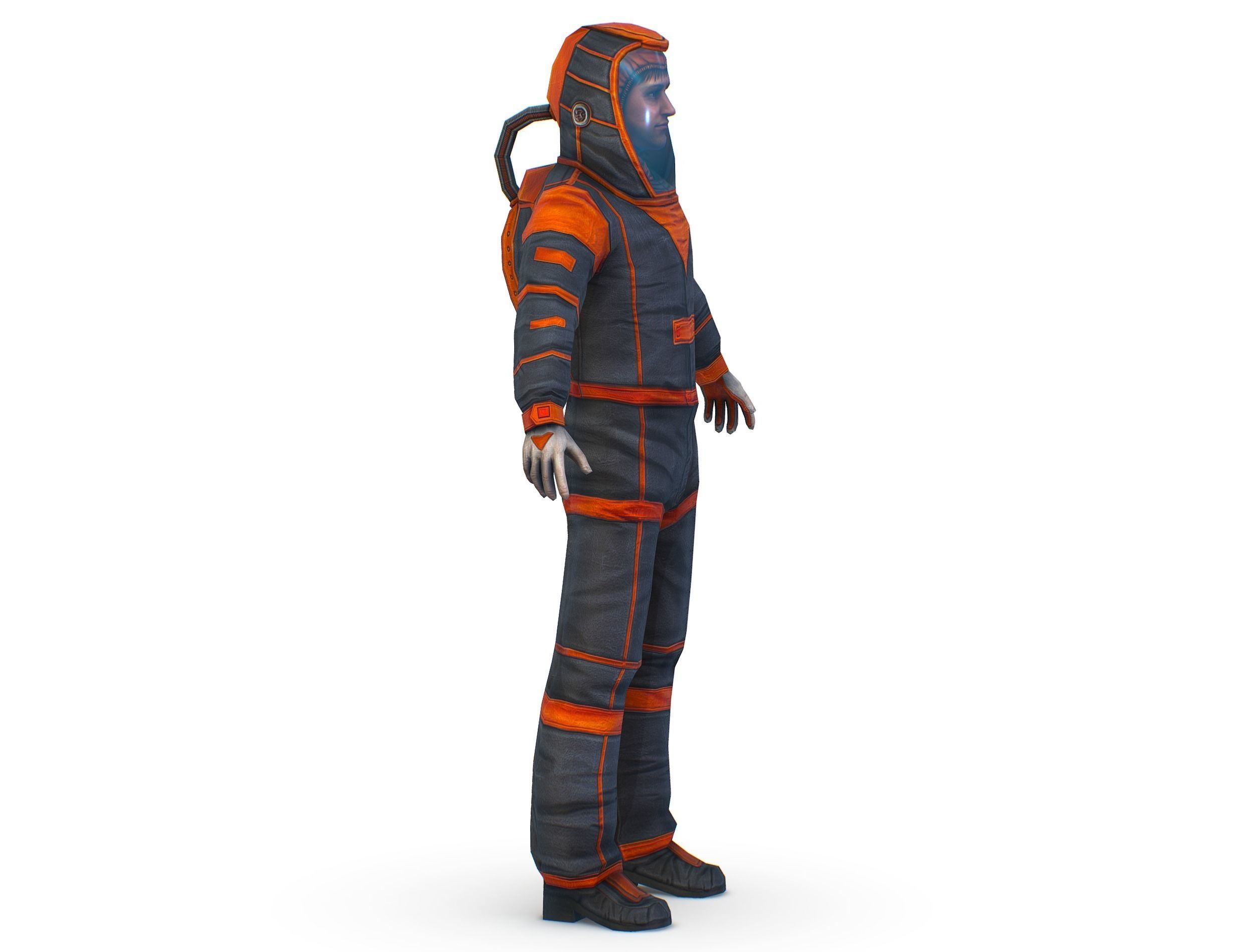 3D model young male lab technician in a chemistry suit VR / AR / low ...