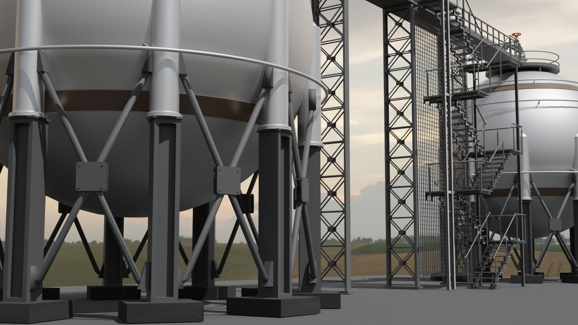 Realistic Twin Gas Storage 3D model | CGTrader