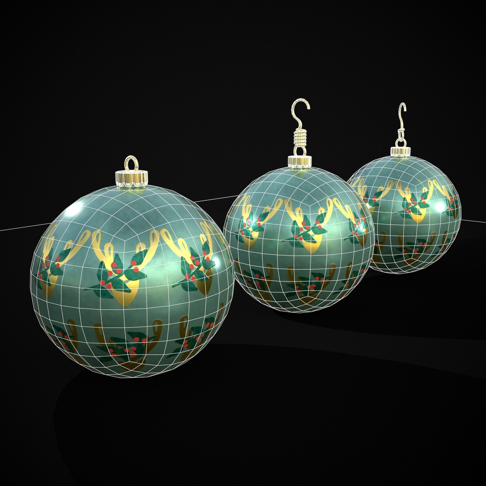 3D model Teal Deer And Mistletoe Bulb VR / AR / low-poly | CGTrader