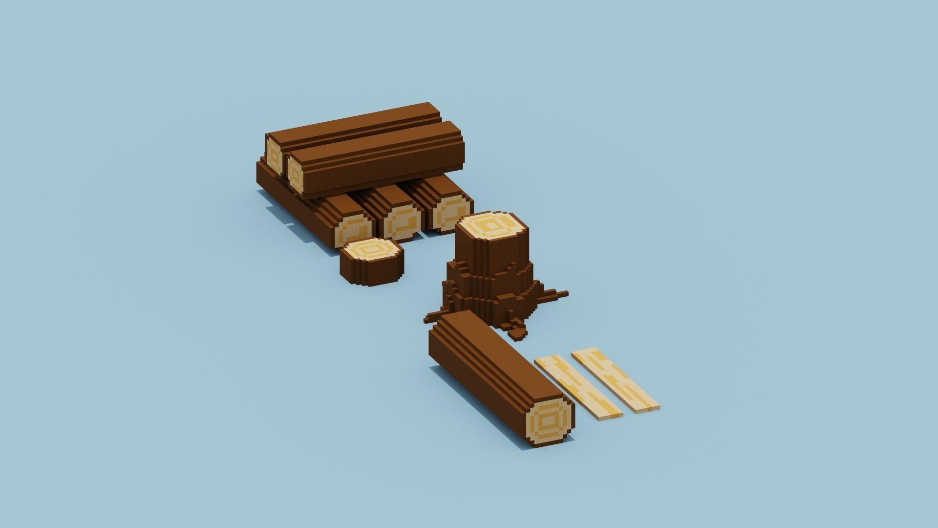 3D model Wood Log Set VR / AR / low-poly | CGTrader