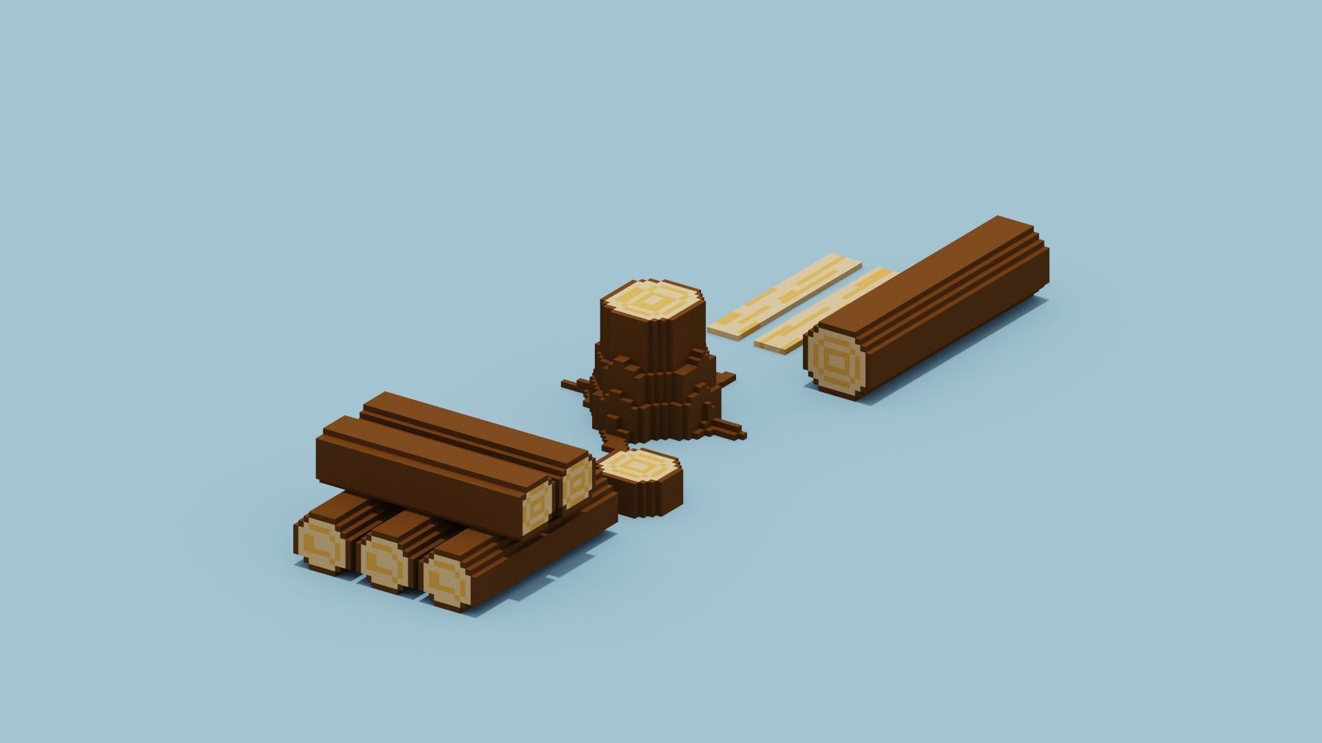 3D model Wood Log Set VR / AR / low-poly | CGTrader