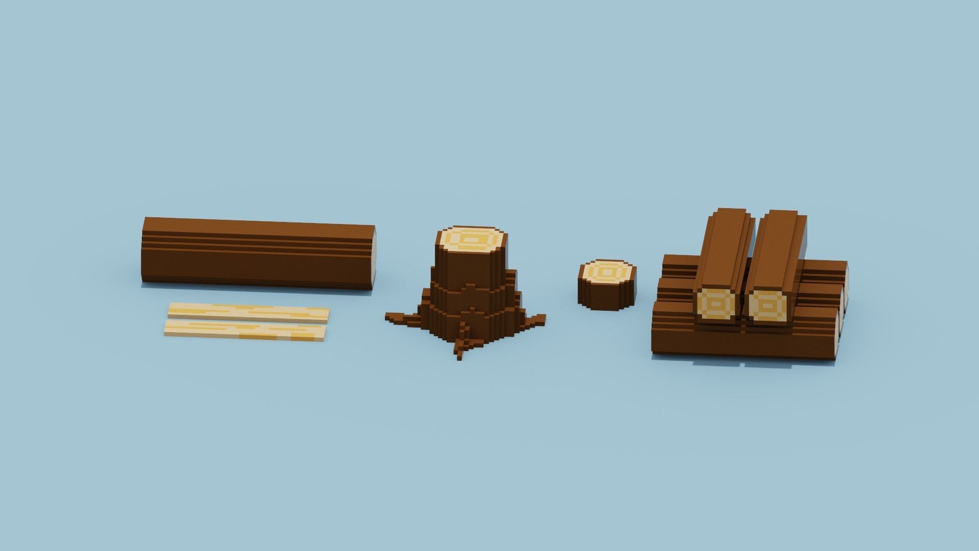 3D model Wood Log Set VR / AR / low-poly | CGTrader