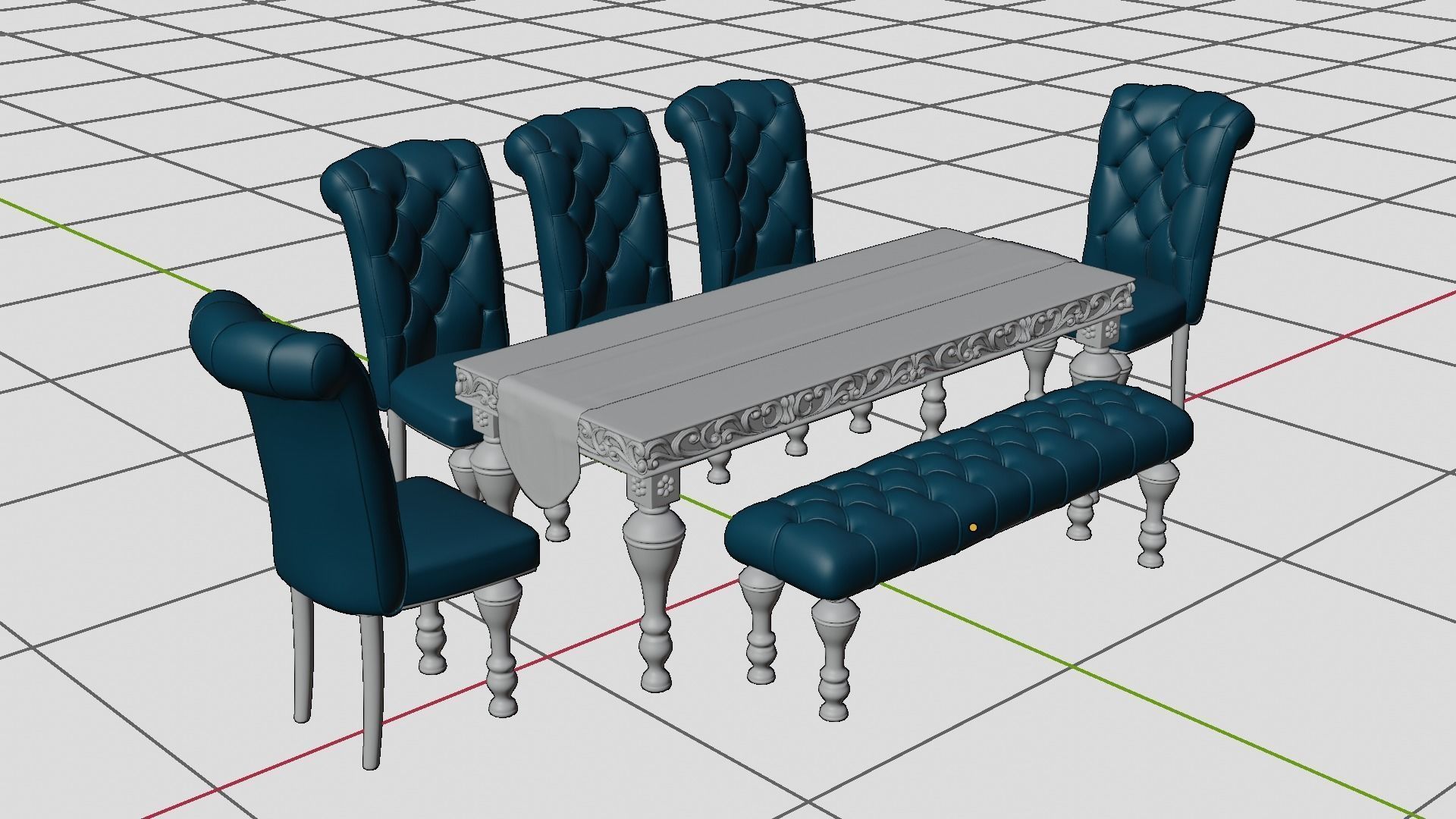 Dinning Chair-Table Set free 3D model | CGTrader