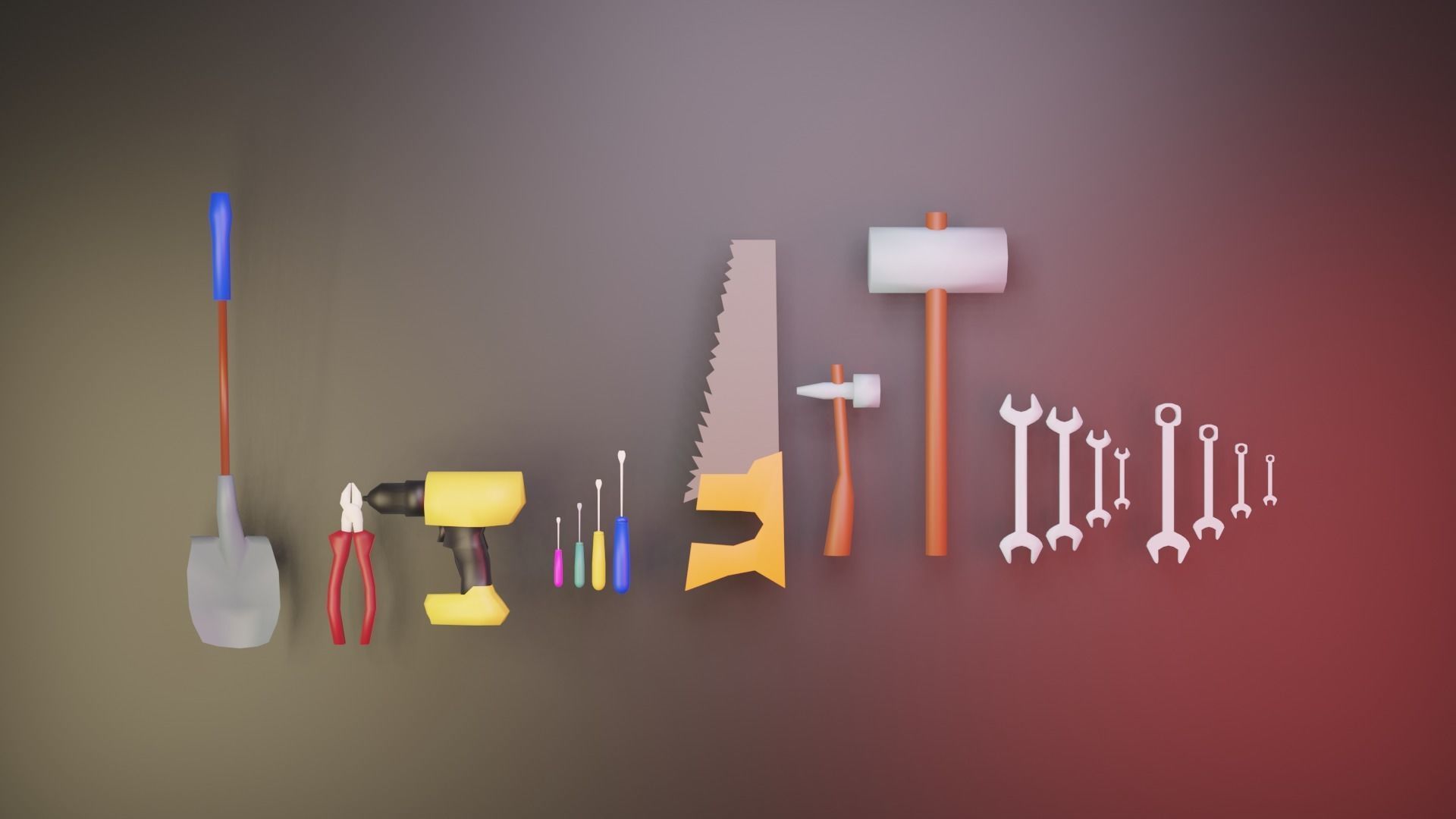 Low ploy tools 3D model | CGTrader