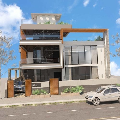 exterior design of duplex plan 3D model | CGTrader