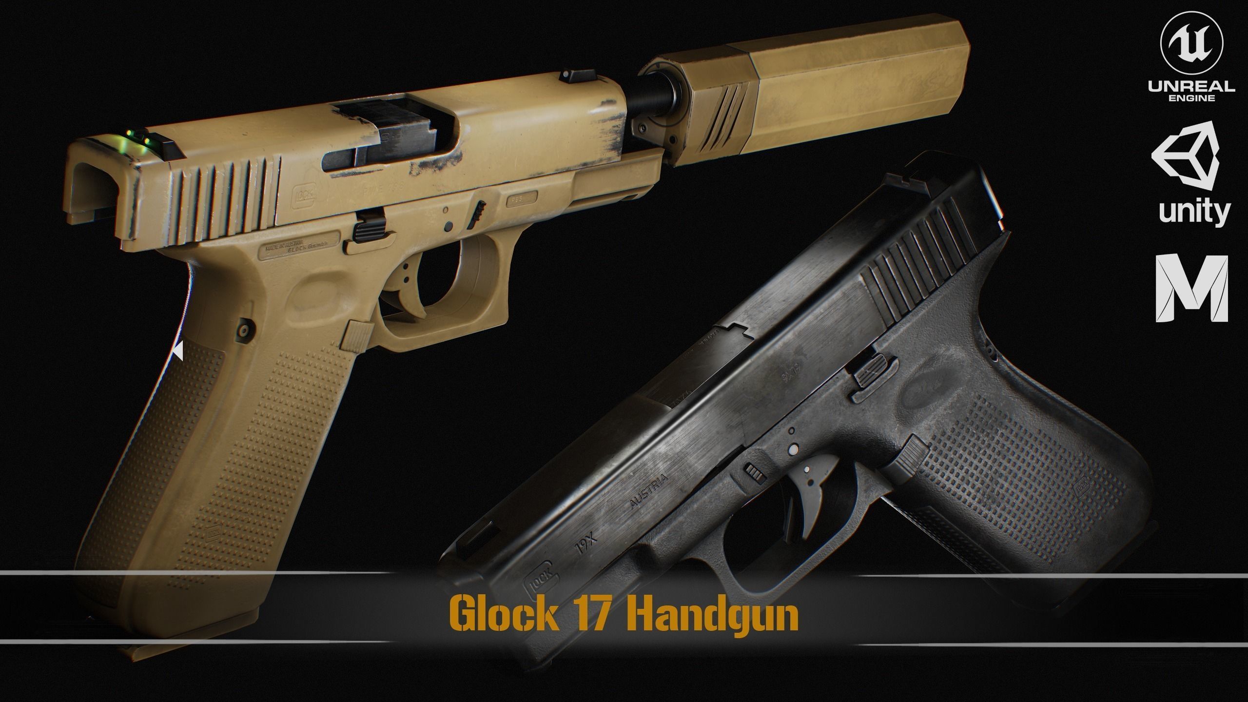 3D model Glock 17 and 19x - Handguns VR / AR / low-poly | CGTrader