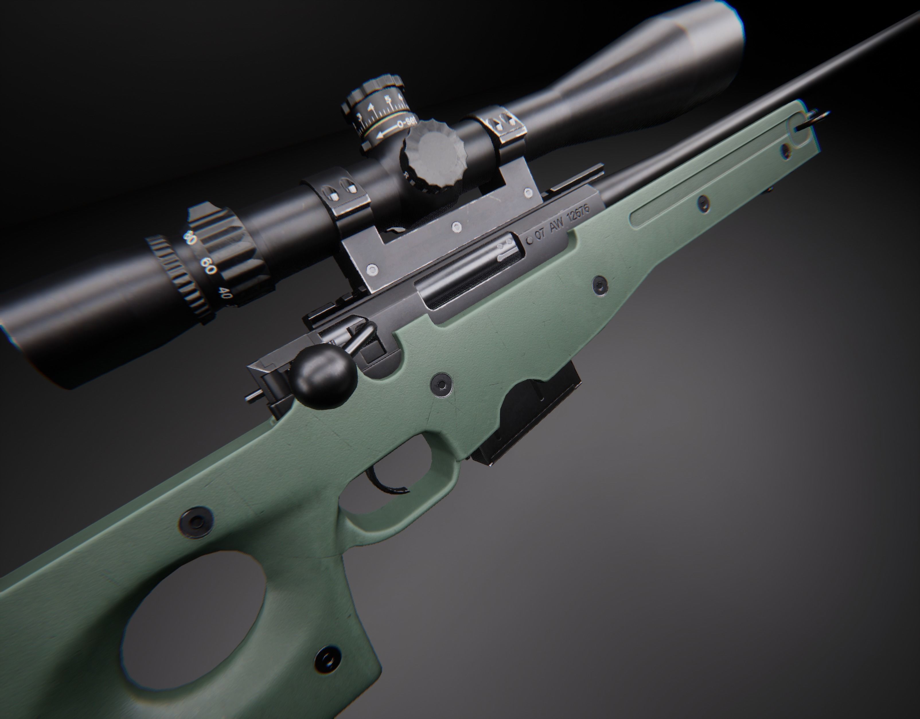 3D model Modern AAA Bolt Action Rifle Pack Game Ready PBR VR / AR / low ...