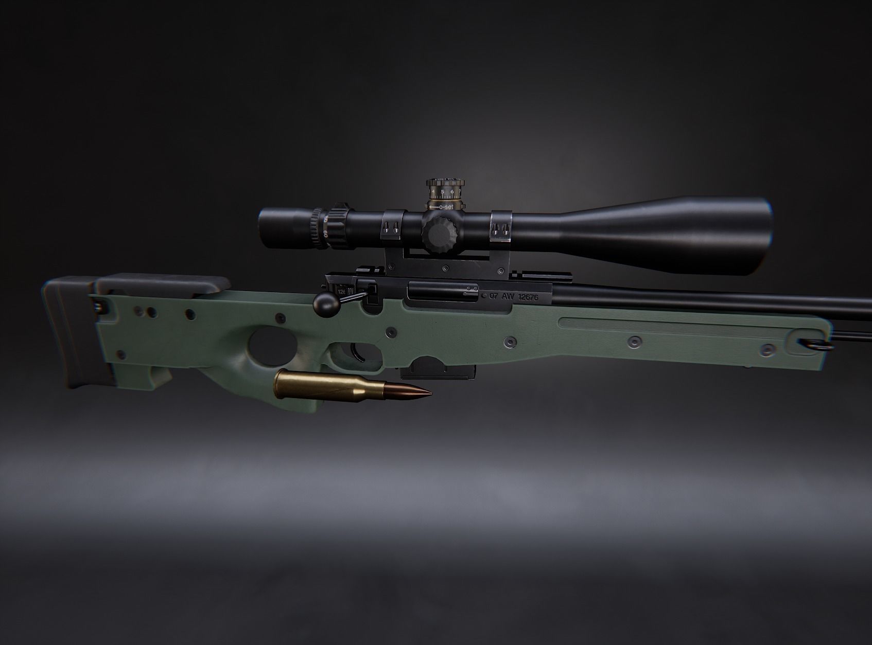 3D model Modern AAA Bolt Action Rifle Pack Game Ready PBR VR / AR / low ...