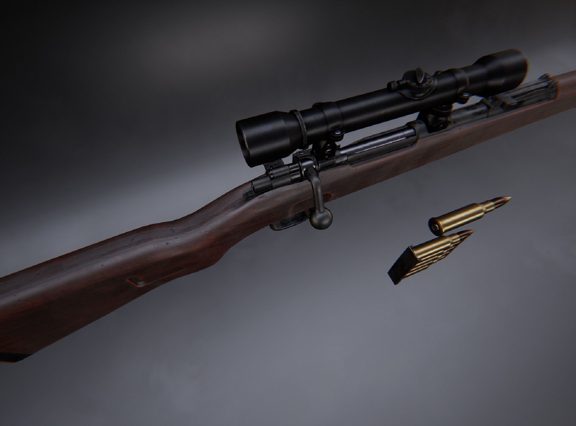 3D model Modern AAA Bolt Action Rifle Pack Game Ready PBR VR / AR / low ...