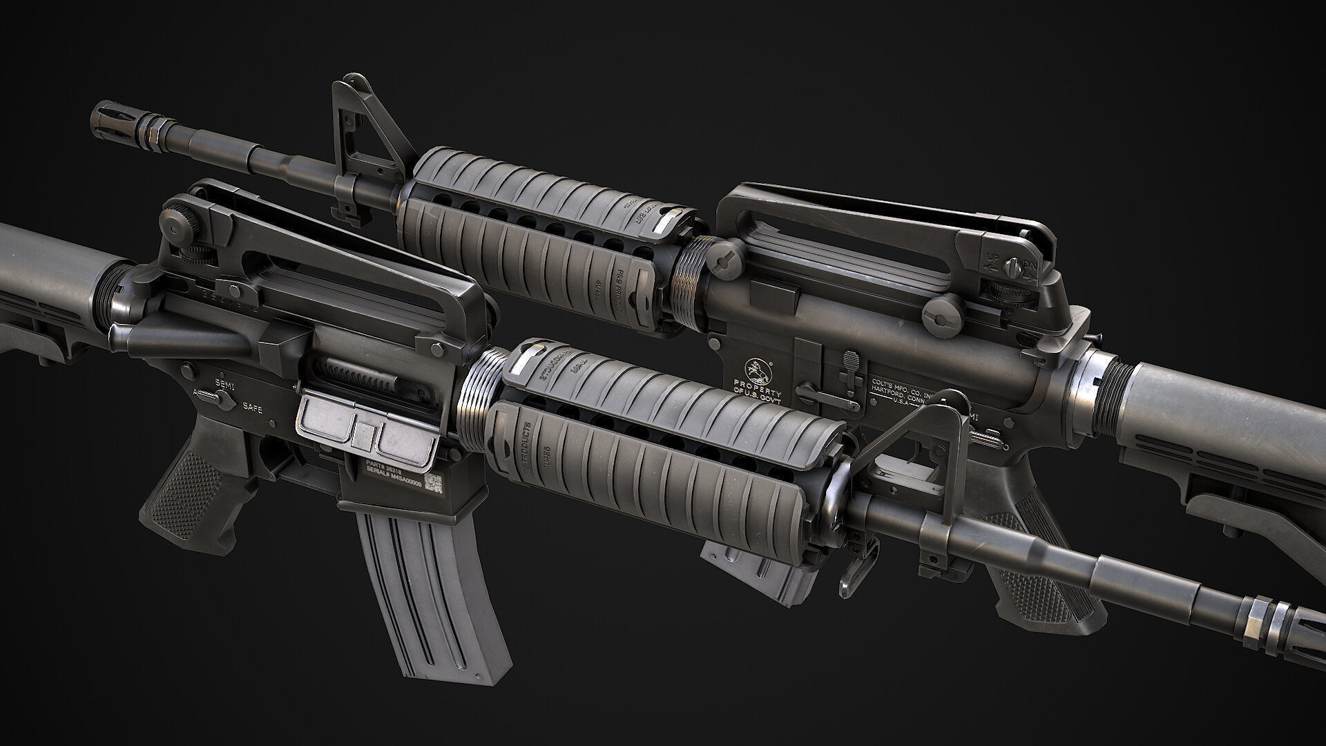 3D model Modern AAA Game Ready weapons pack Assault Rifles SMGs and LMG ...