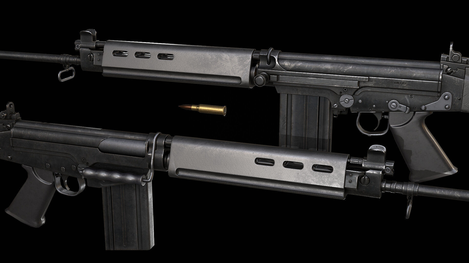 3D model Modern AAA Game Ready weapons pack Assault Rifles SMGs and LMG ...