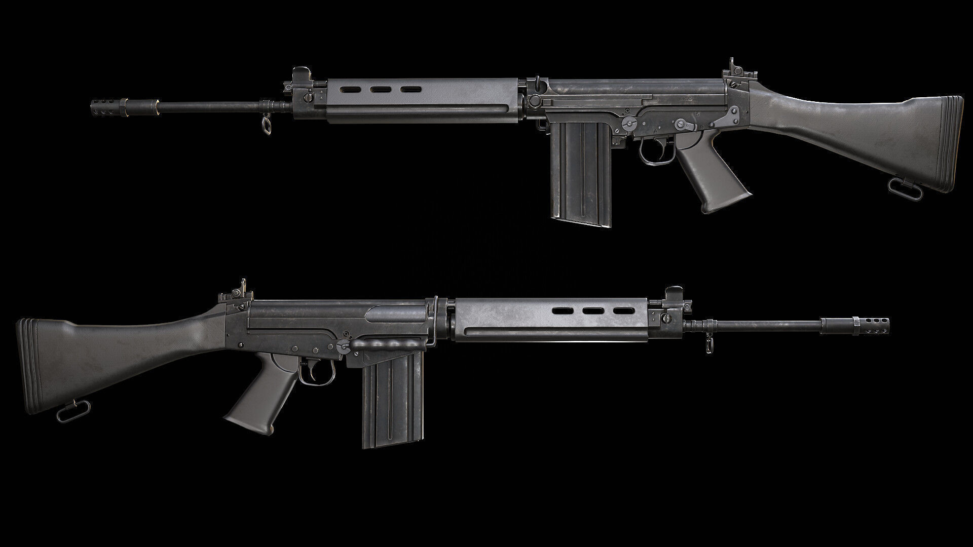 3D model Modern AAA Game Ready weapons pack Assault Rifles SMGs and LMG ...