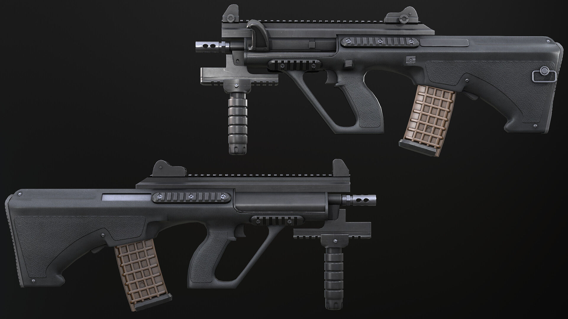 3D model Modern AAA Game Ready weapons pack Assault Rifles SMGs and LMG ...