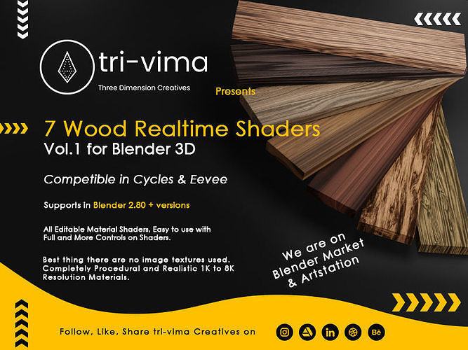 7 Wood Realtime Shaders Volume 01 for Blender 3D Texture | CGTrader