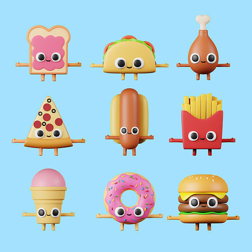 3D model Food Character full pack 3D models VR / AR / low-poly | CGTrader