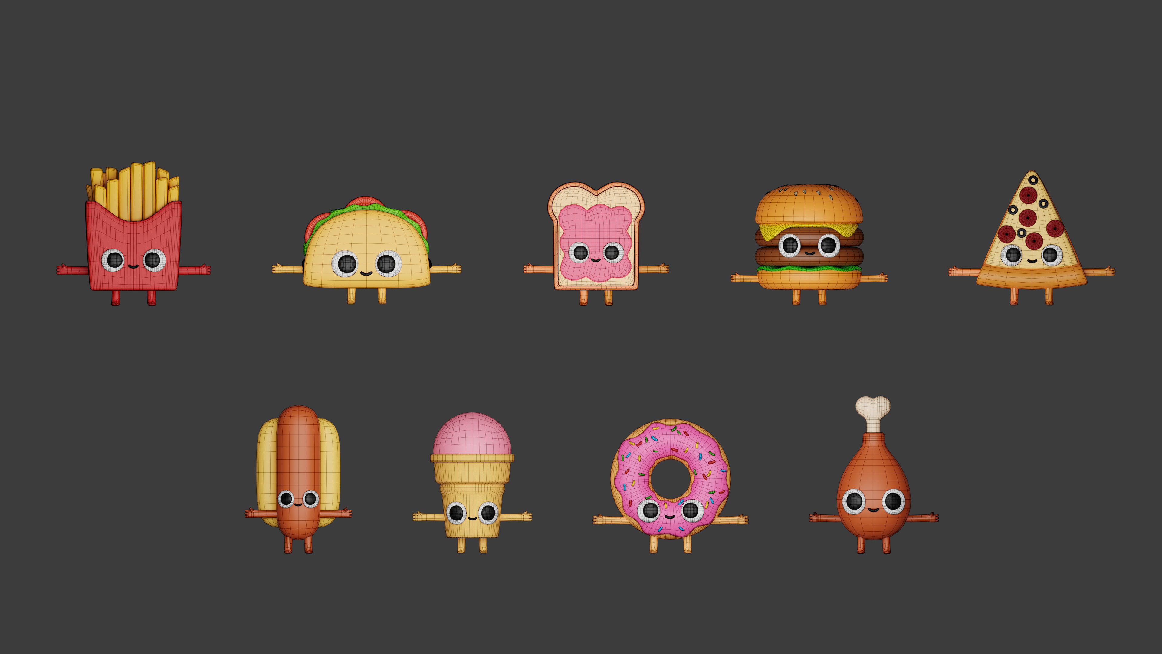 3D model Food Character full pack 3D models VR / AR / low-poly | CGTrader