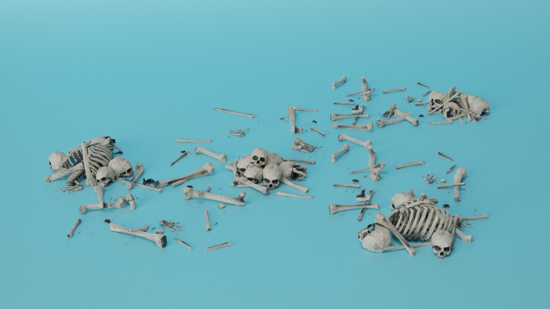 3d Model Skeleton Stack Vr Ar Low Poly Cgtrader