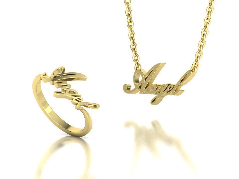 Angel Inscription Word Ring and Necklace 3dmodels 3D Model Collection ...