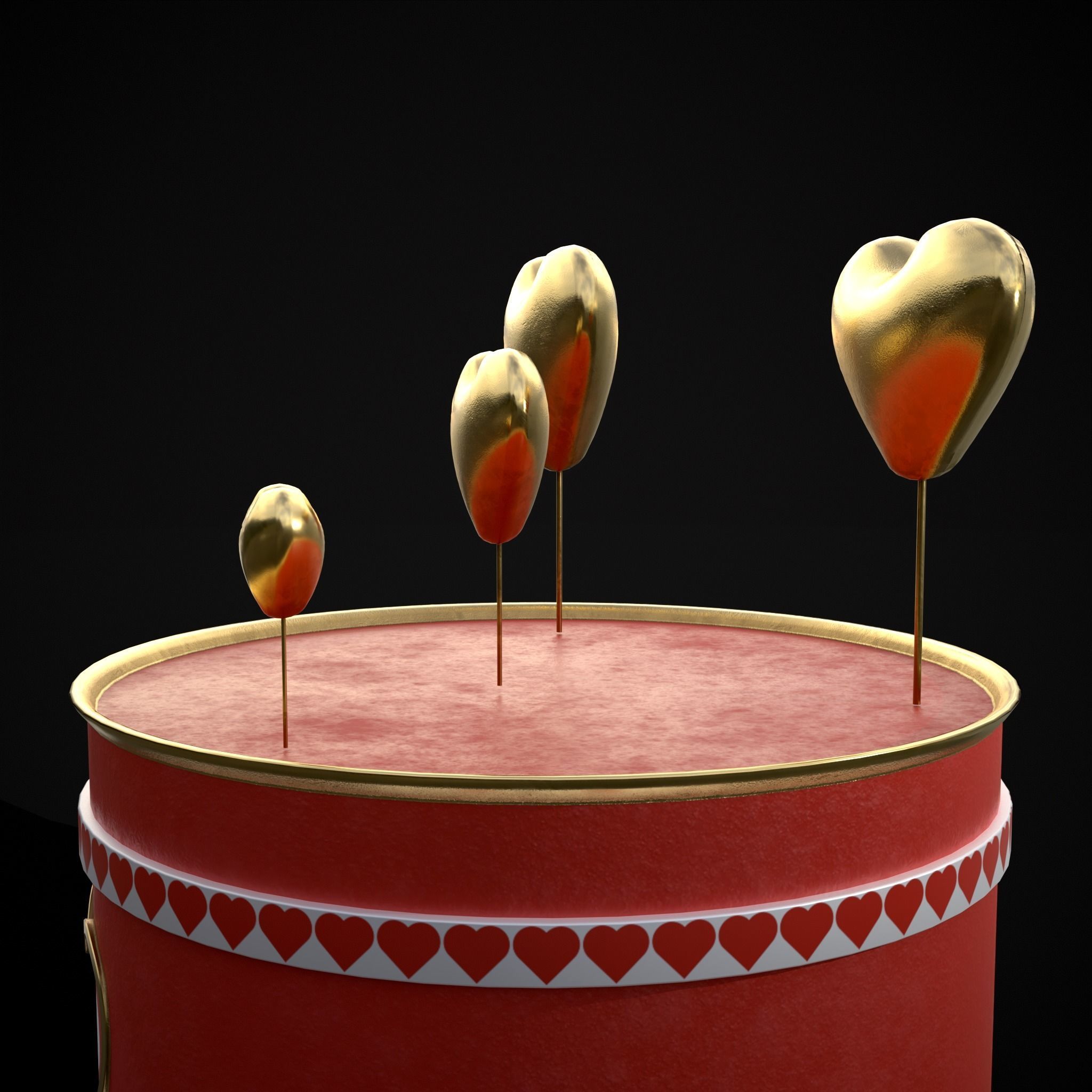 3D model Red And White Heart Balloon Cake VR / AR / low-poly | CGTrader