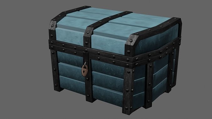 Blue Wooden Chest 3D model | CGTrader