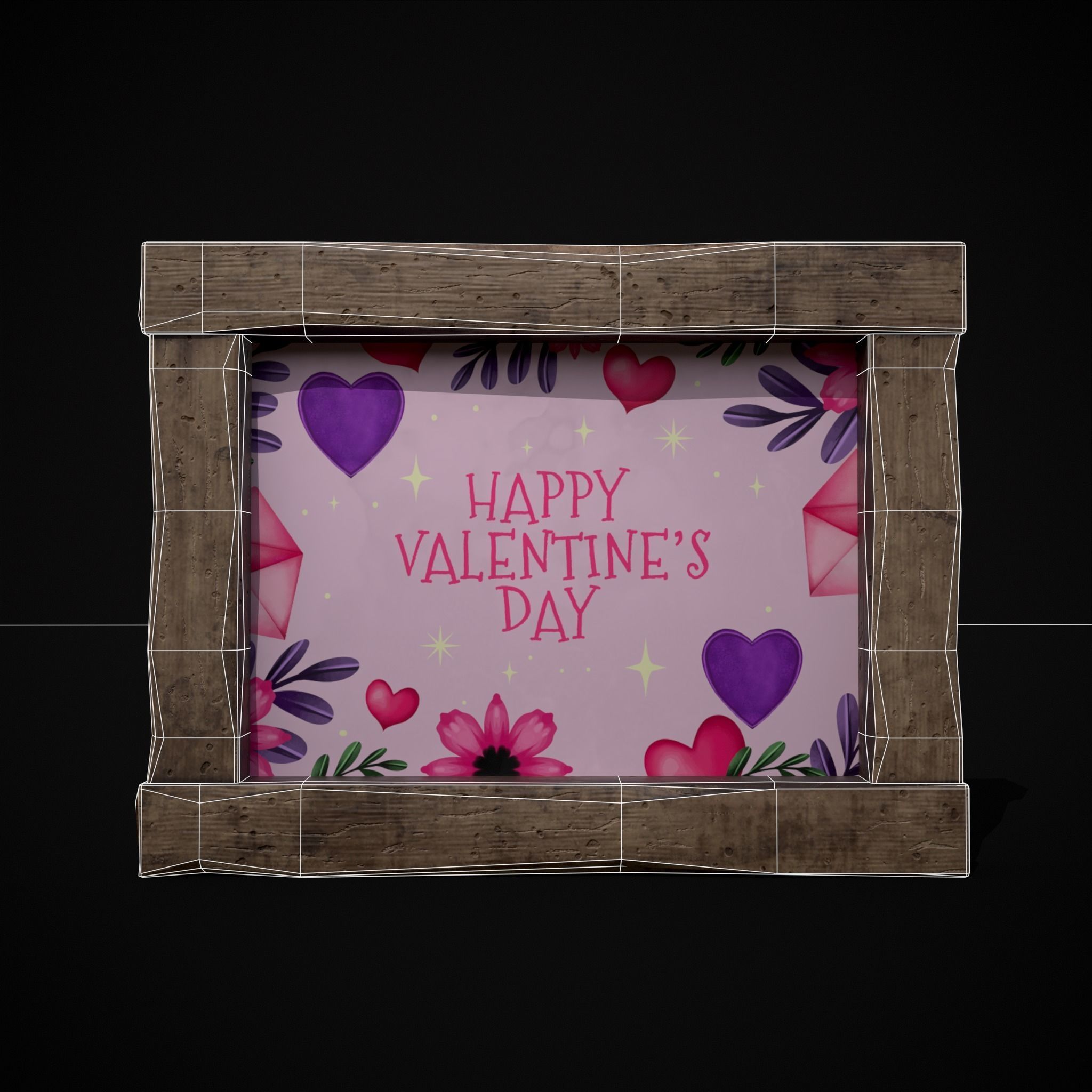 3D model Four Wooden Valentines Picture Frames VR / AR / low-poly | CGTrader