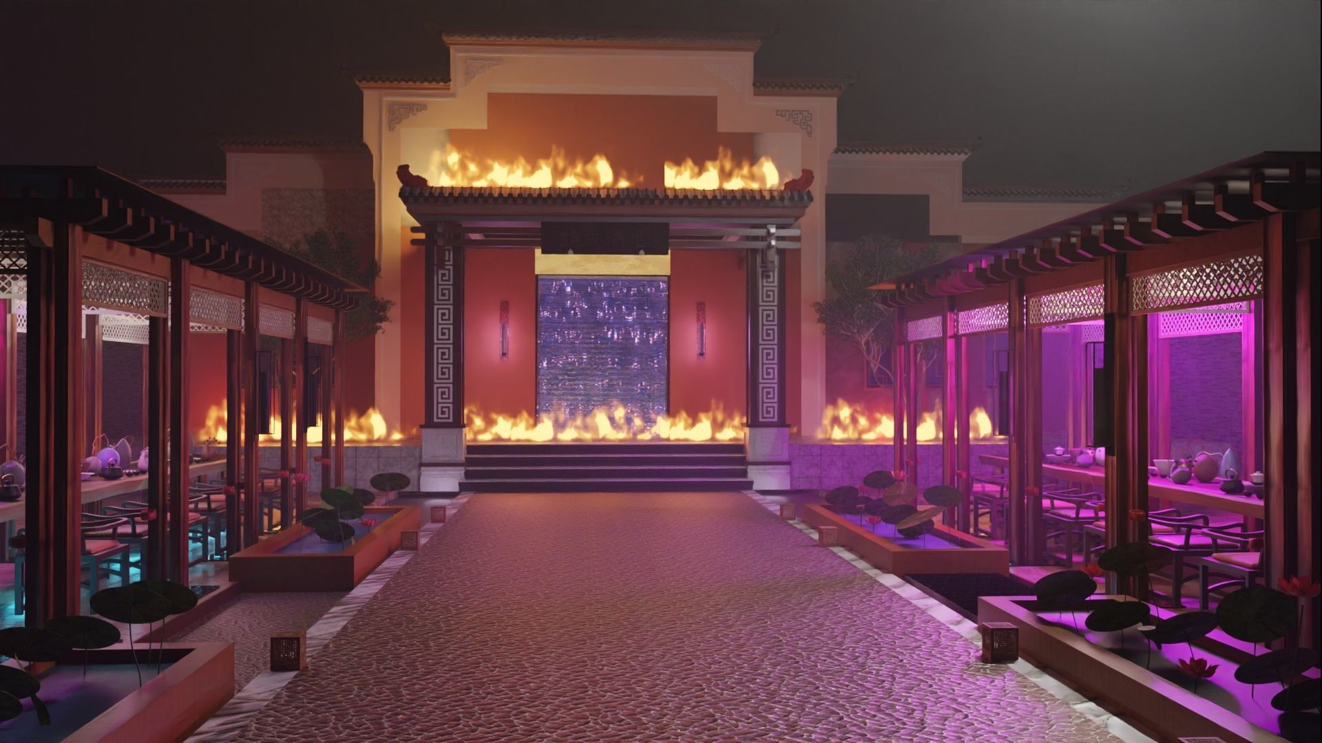 Courtyard with Fire theme 3D model | CGTrader