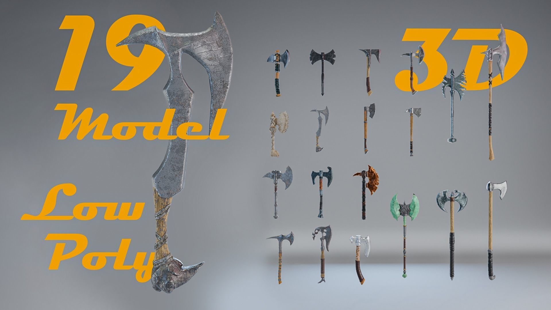 Axe collection-game assets-2 models free VR / AR / low-poly 3D model ...