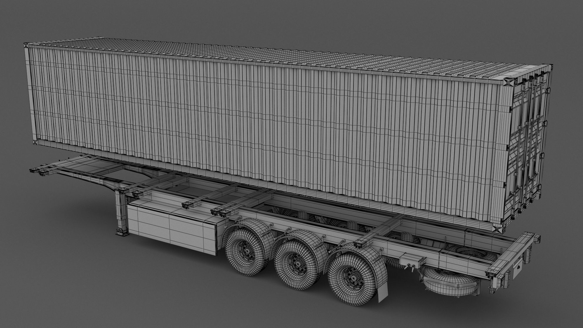 Chassis Semi Trailer with MSC Shipping Container 3D model | CGTrader
