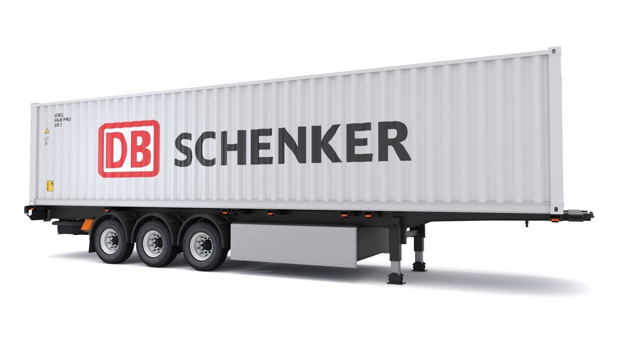 Chassis Semi Trailer with DB Schenker Shipping Container 3D model ...