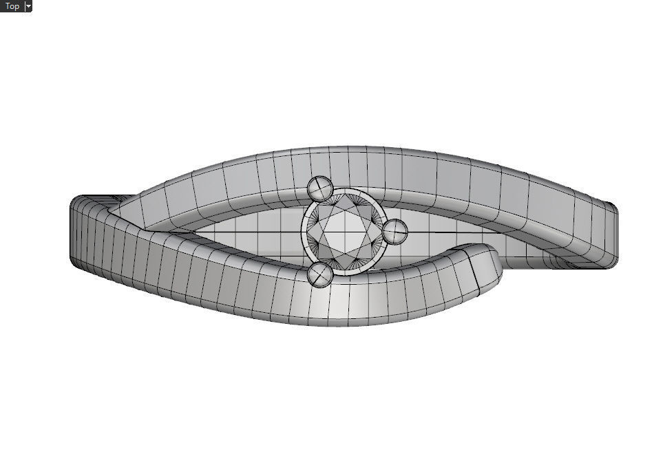 Solitaire bypass ring 3D model 3D printable | CGTrader