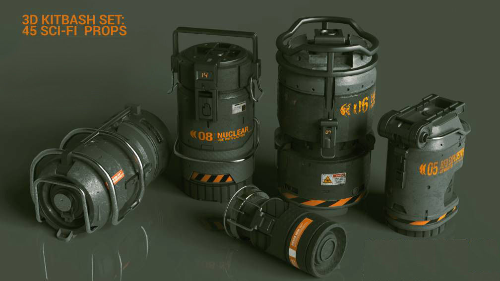 3D model 3D KITBASH set 45 sci-fi props VR / AR / low-poly | CGTrader