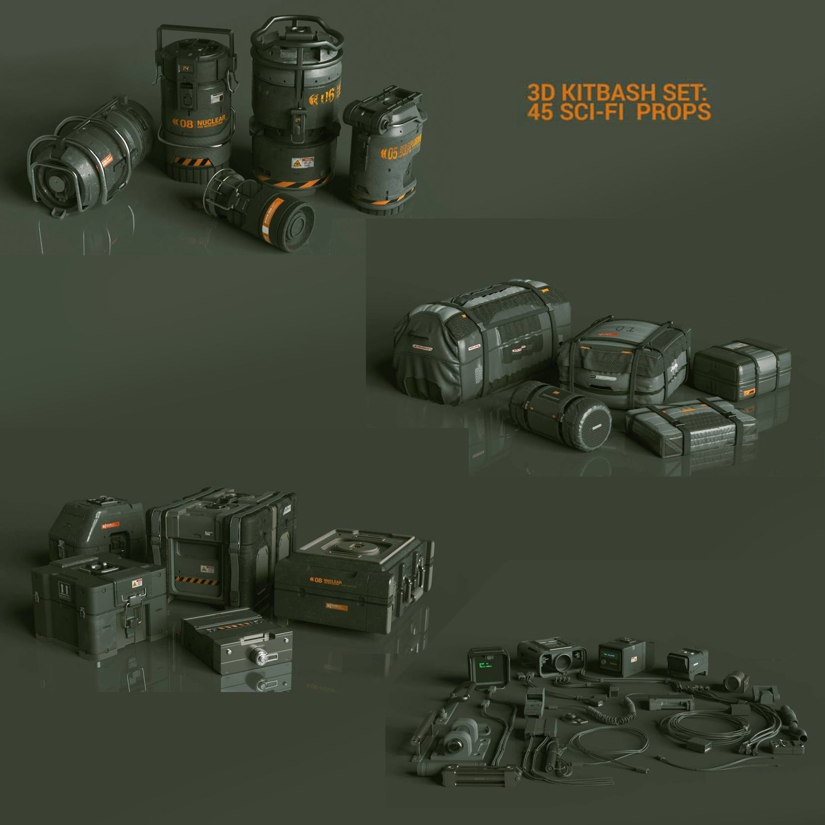 3D model 3D KITBASH set 45 sci-fi props VR / AR / low-poly | CGTrader