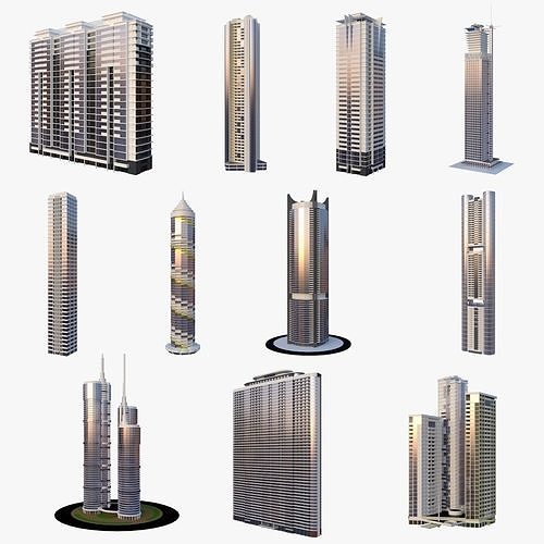 Set of Low Poly Buildings free VR / AR / low-poly 3D model | CGTrader