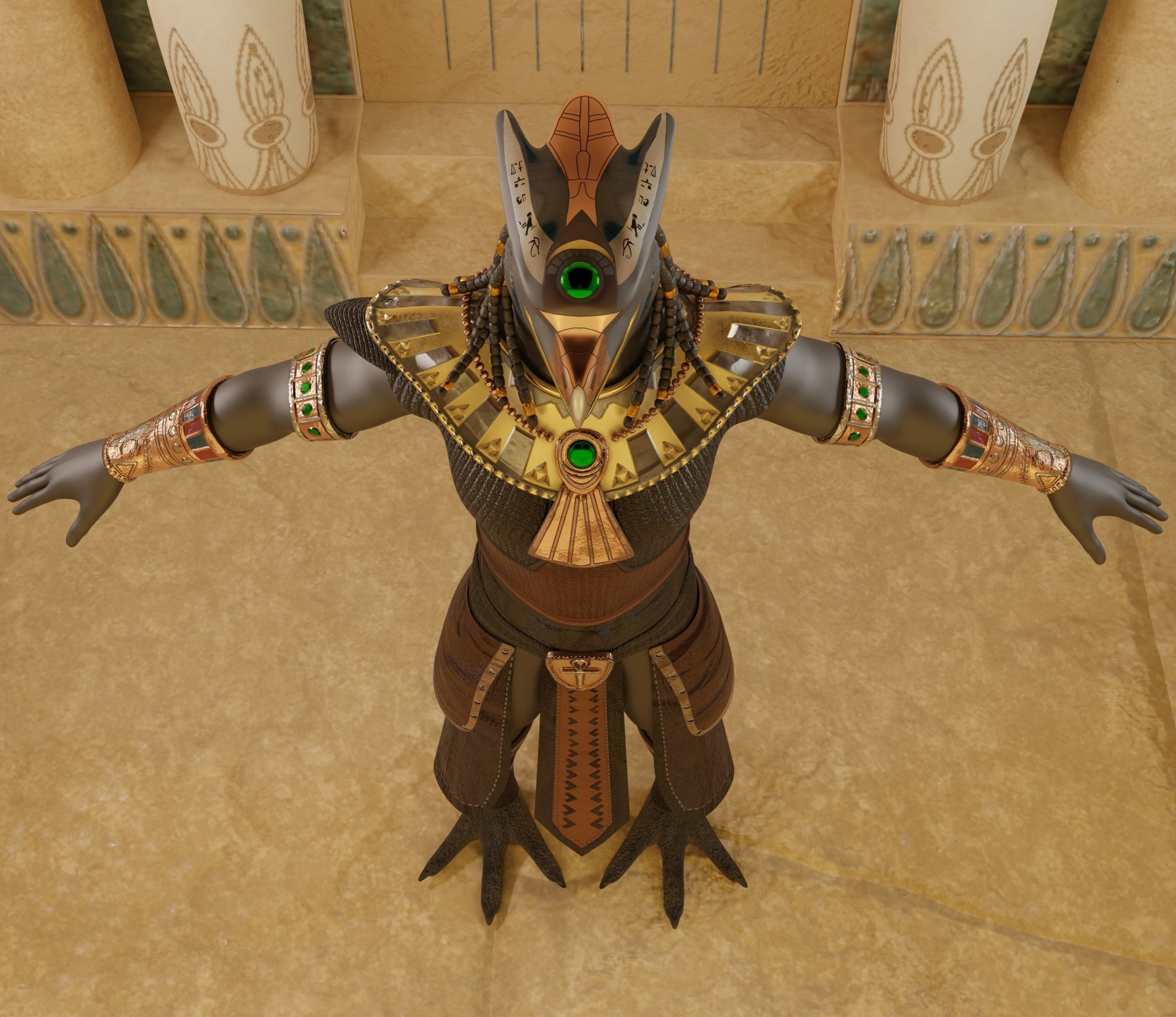 Horus God Egyptian 3D model rigged | CGTrader