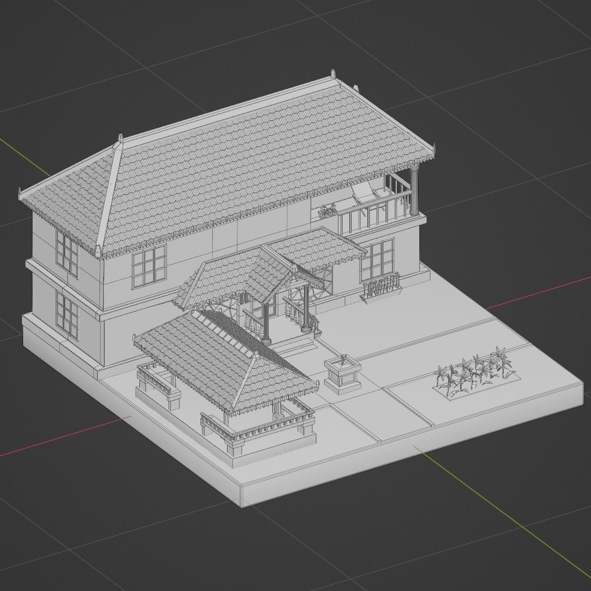 3D model Simple Low Poly Isometric Traditional Indian House 3D Model VR ...