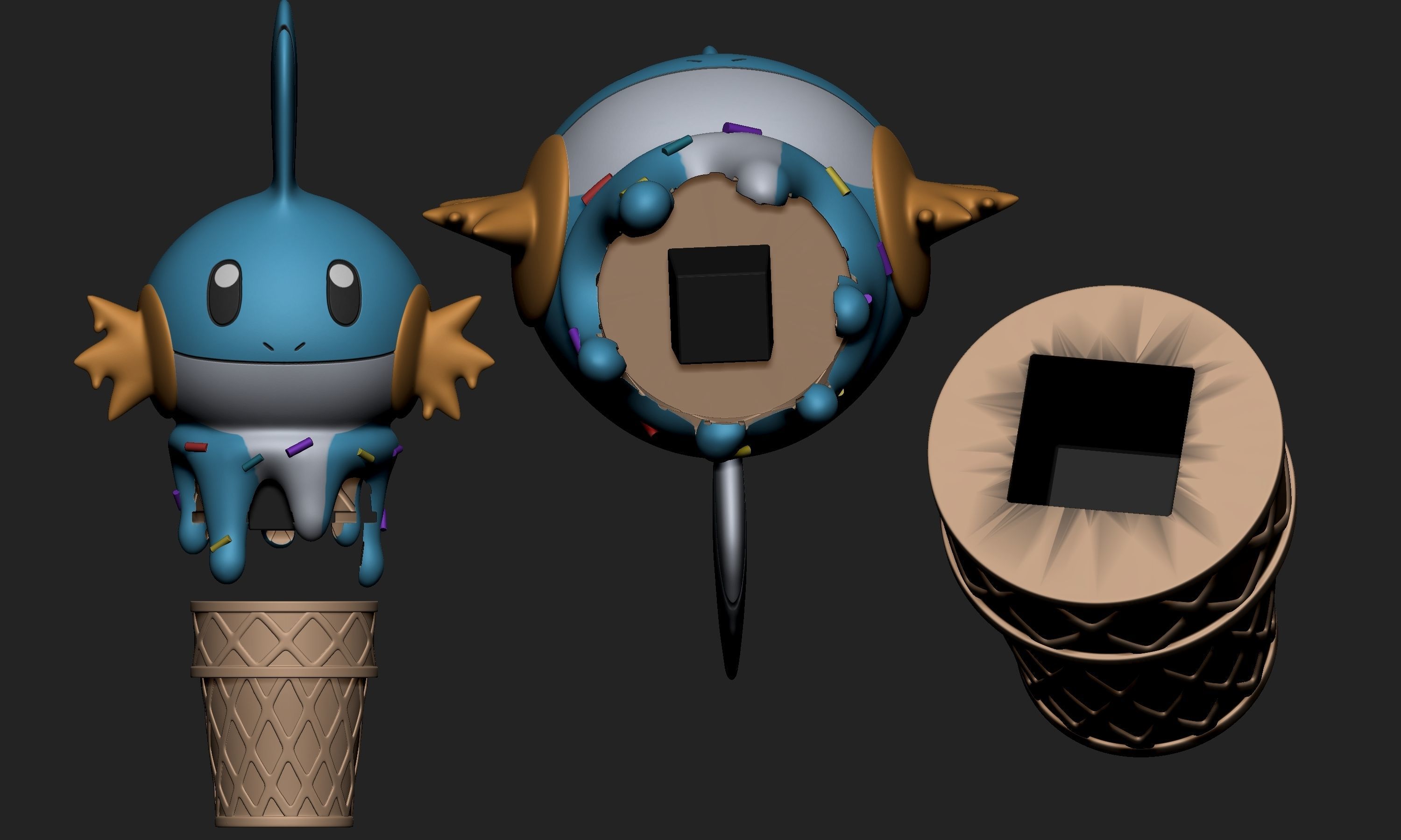 Pokemon - Ice Cream Mudkip 3D model 3D printable | CGTrader