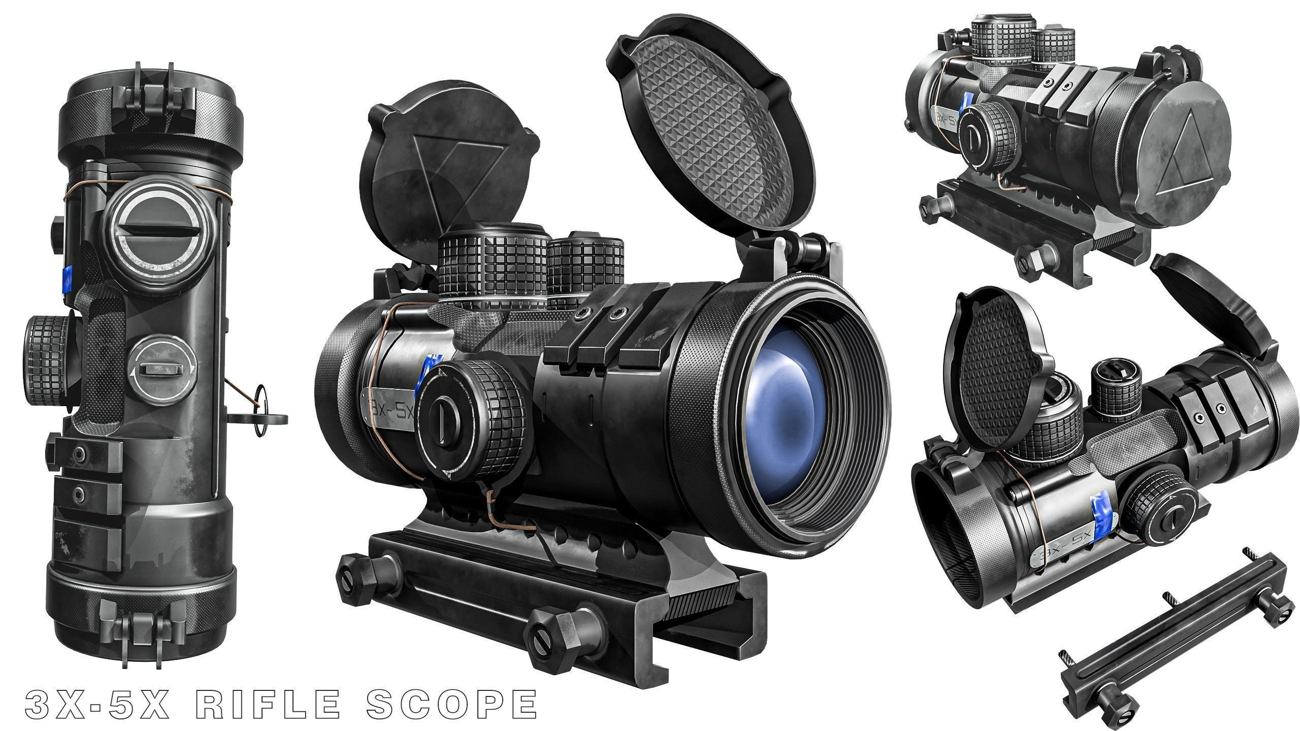3D model 3X 5X Rifle Scope VR / AR / low-poly | CGTrader